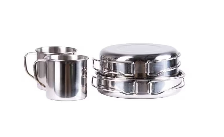 Mil-tec Stainless Steel Travel Cookware Set - 8 items | - Laplander.eu ...